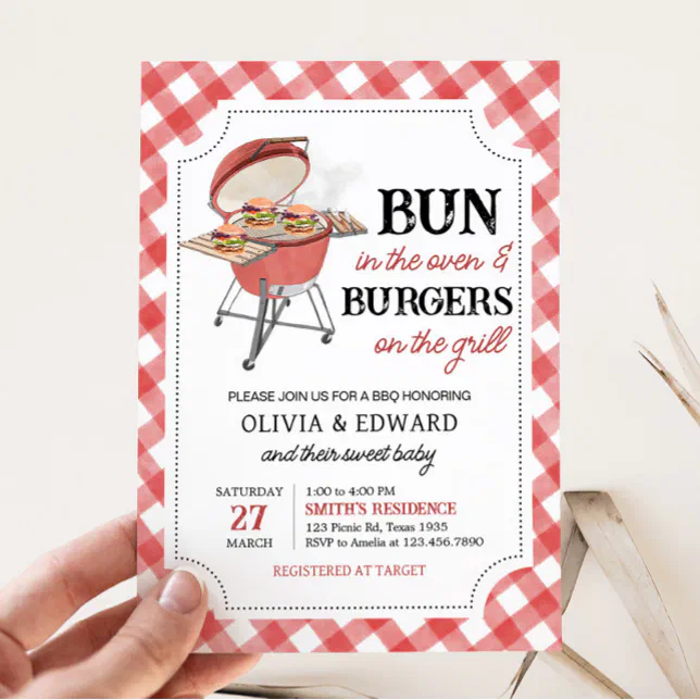Red Burger BBQ Baby Shower Invitation | Zazzle