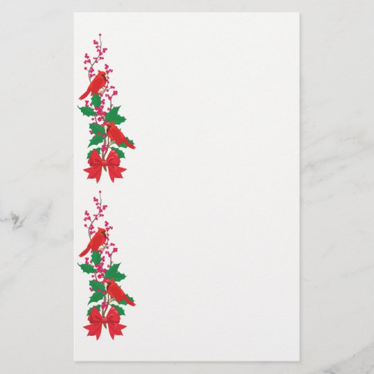 Red Cardinals on Holly Christmas Border Stationery | Zazzle.co.uk
