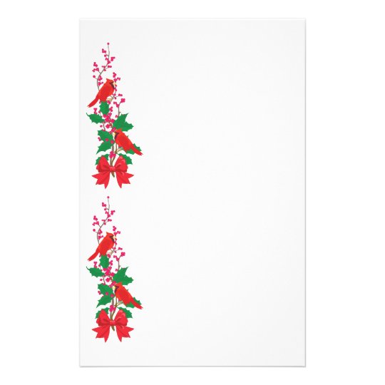 Red Cardinals on Holly Christmas Border Stationery | Zazzle.co.uk