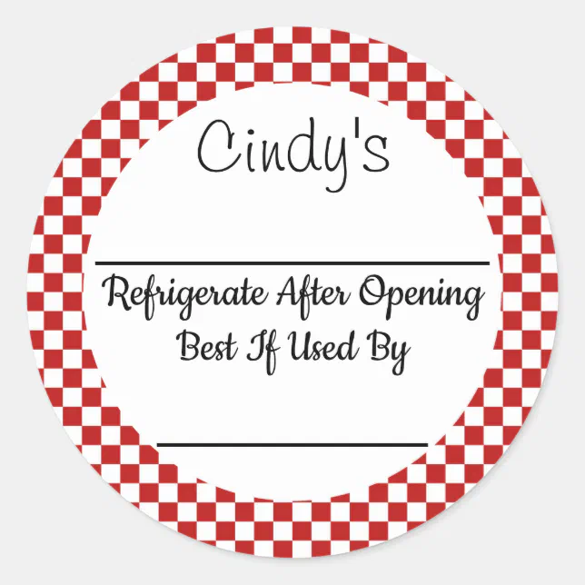 Red Check Custom Product Canning Jar Sticker | Zazzle