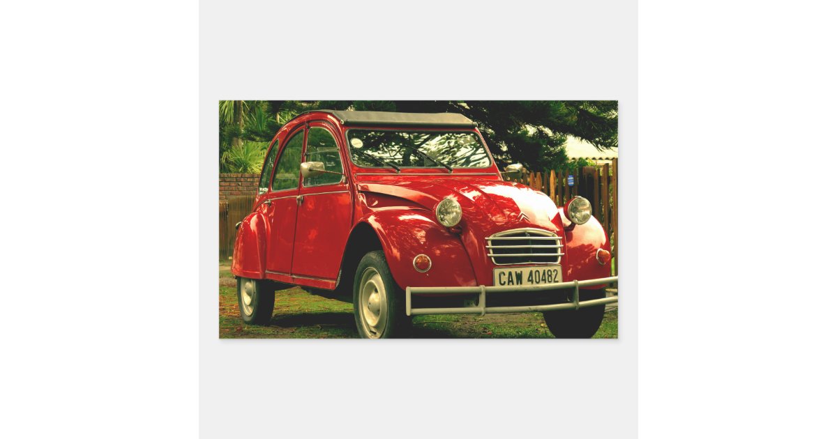 Red Citroën 2CV Rectangular Sticker | Zazzle