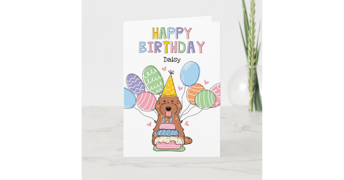 Red Cockapoo Cavapoo Dog Happy Birthday Card | Zazzle