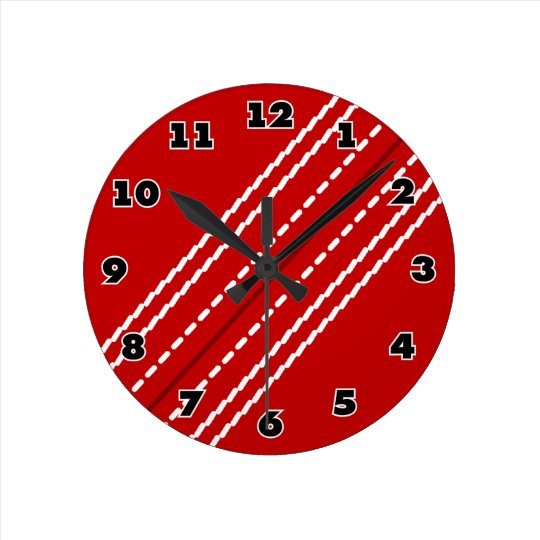 Red cricket ball sports clock for club or home | Zazzle.co.uk