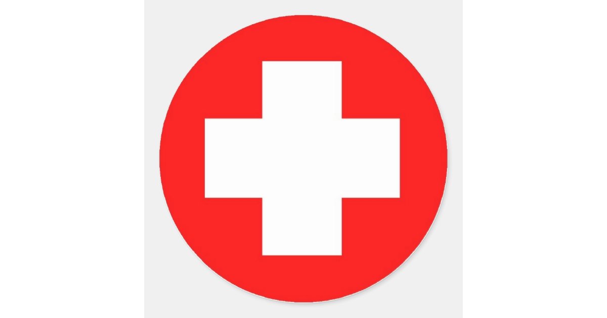 Red Cross Products & Designs! Classic Round Sticker | Zazzle
