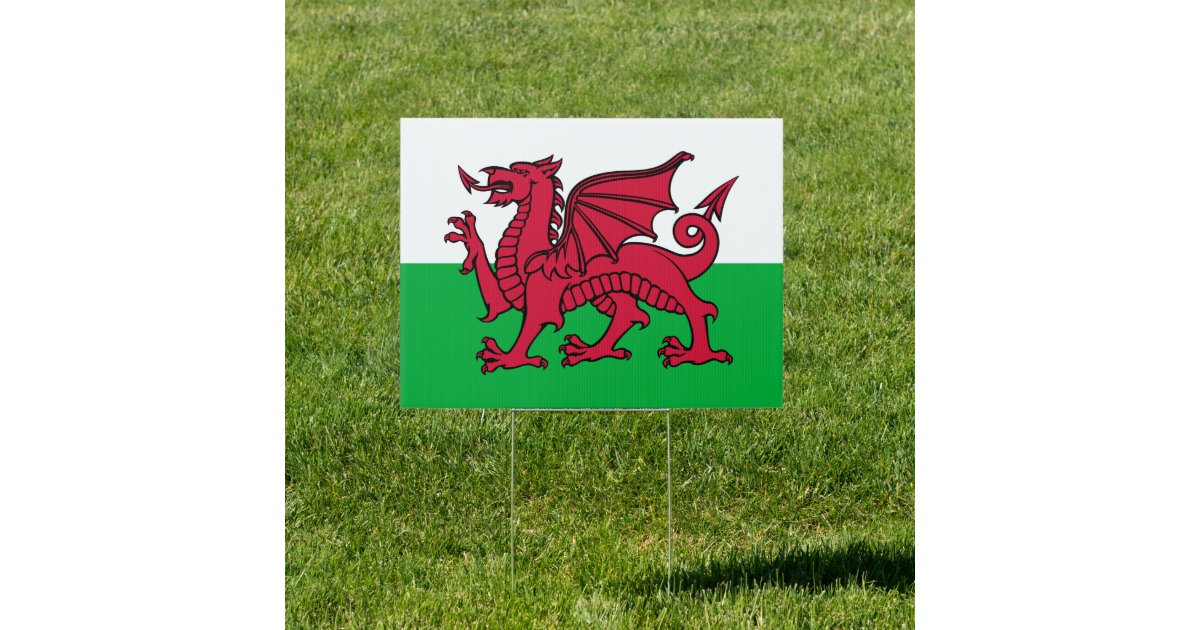 Red Dragon Celtic Flag of Wales & Welsh Garden Sign | Zazzle