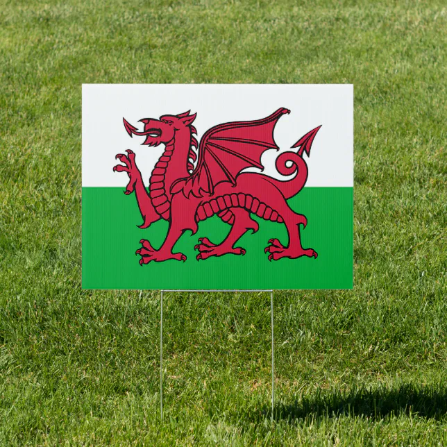 Red Dragon Celtic Flag of Wales & Welsh Garden Sign | Zazzle