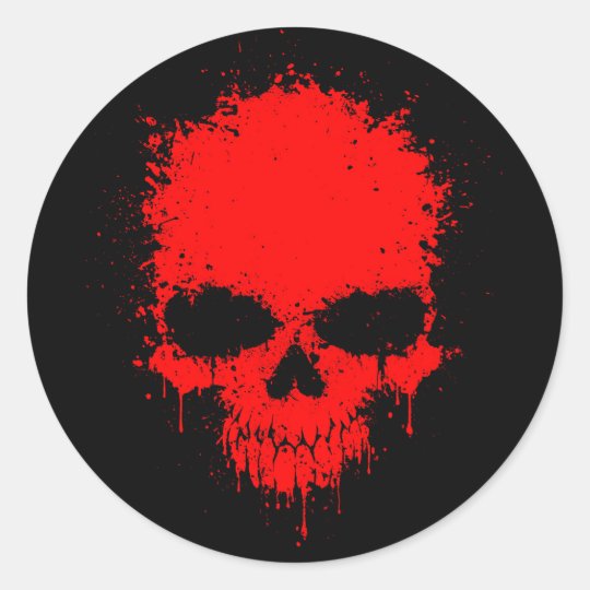 Red Dripping Splatter Skull Classic Round Sticker | Zazzle.co.uk