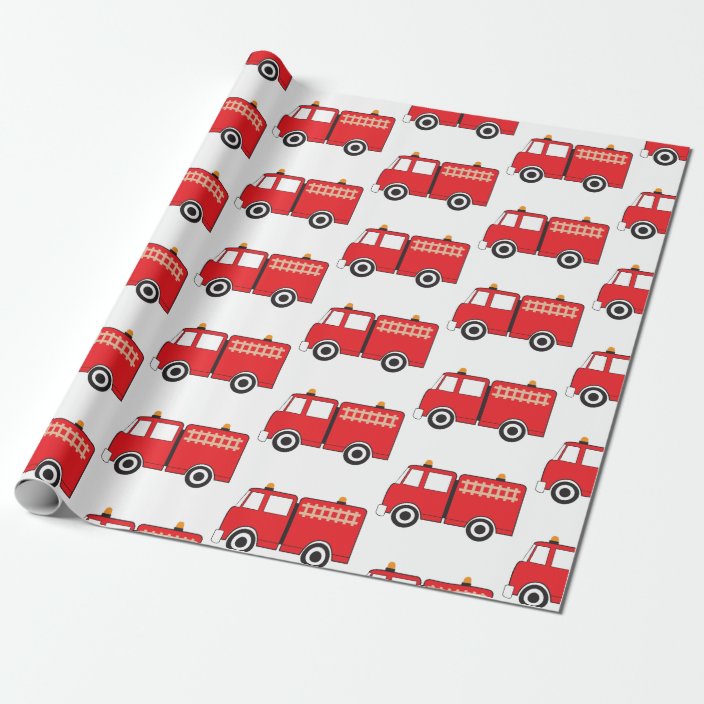 Red Fire Truck Wrapping Paper | Zazzle.co.uk