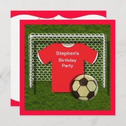 Red Football Theme Boys Birthday Party Invitations | Zazzle