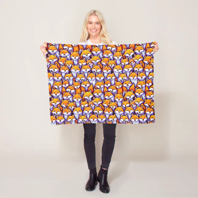 Red fox cartoon woodland animals pattern cute fleece blanket | Zazzle