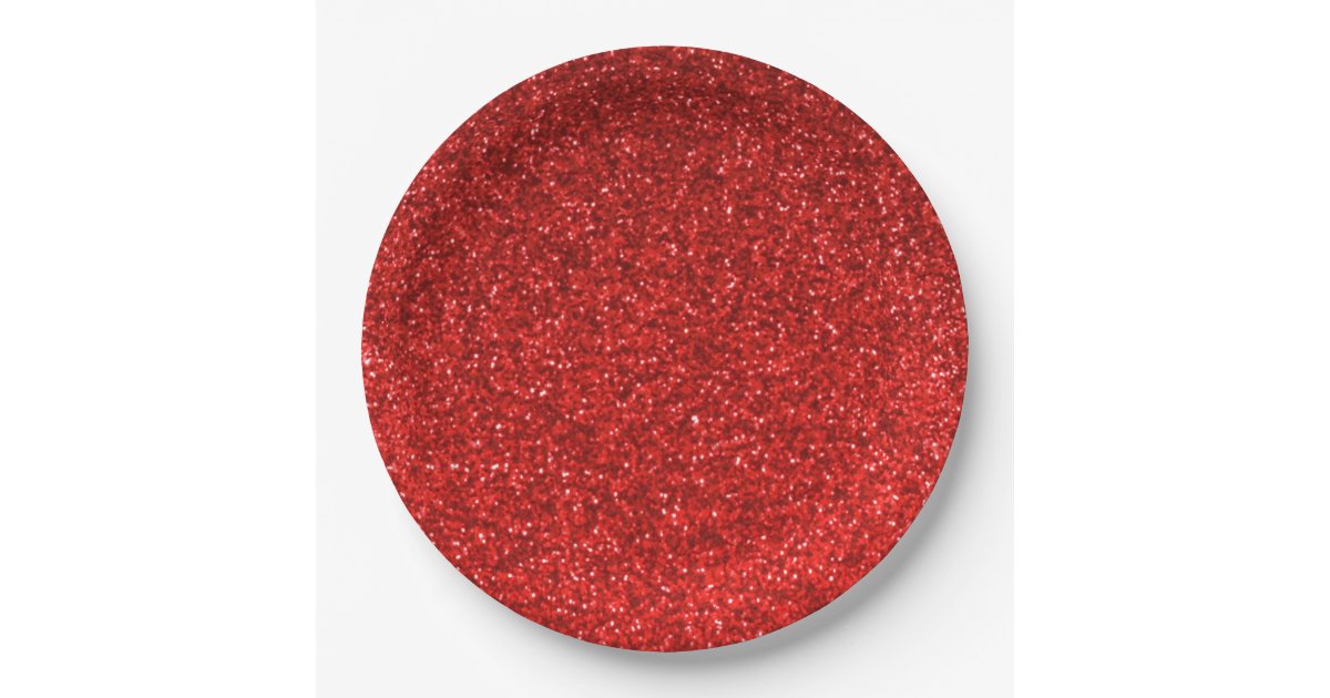 Red glitter look paper plates | Zazzle