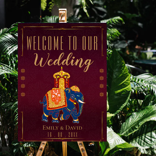 Red Gold Traditional Indian Wedding Welcome Poster | Zazzle