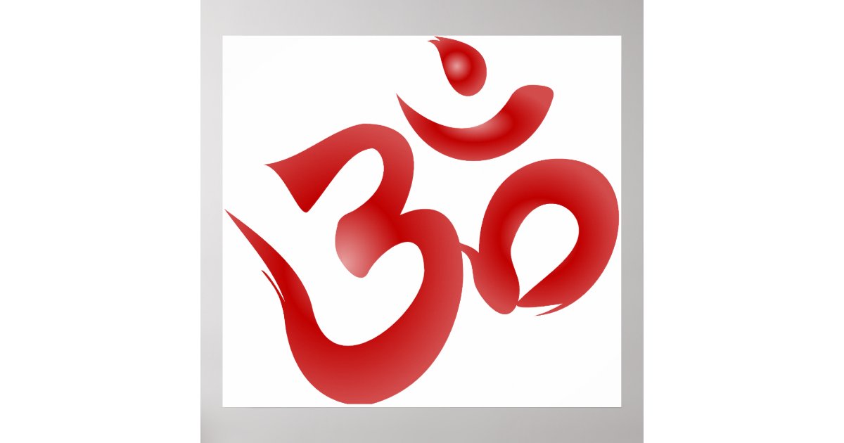 Red Hindu Symbol Om Aum Devanagari Calligraphy Poster | Zazzle