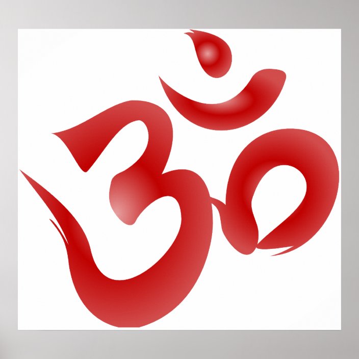 Red Hindu Symbol Om Aum Devanagari Calligraphy Poster | Zazzle.co.uk