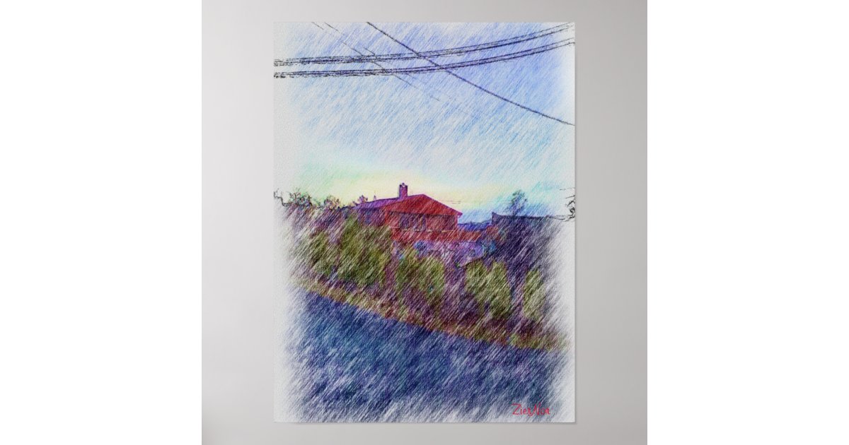 red House drawing Poster | Zazzle