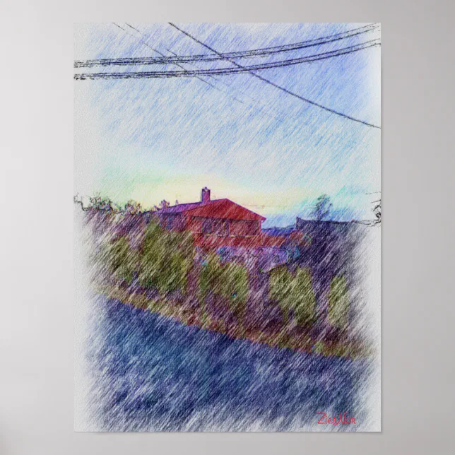 red House drawing Poster | Zazzle