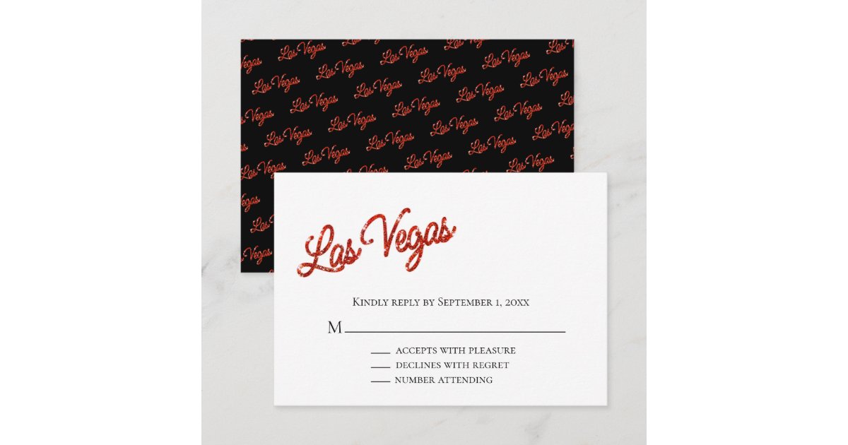 Red Las Vegas Sparkles Wedding RSVP Invitation | Zazzle