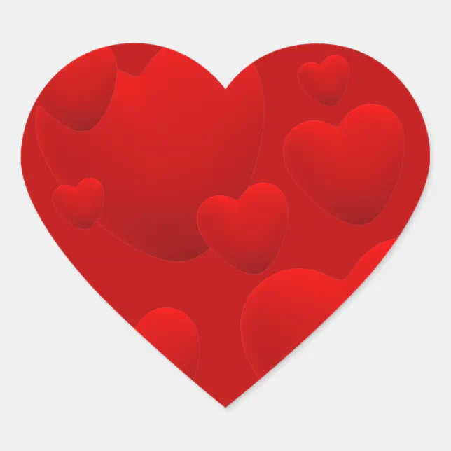 RED LAYERED 3D HEARTS LOVE MOTIVATIONAL SWEETHEART HEART STICKER | Zazzle