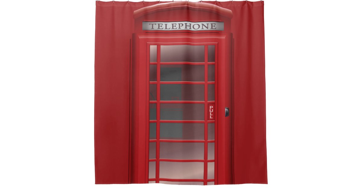 Red Phone Booth Call Box Shower Curtain | Zazzle