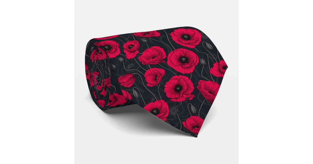 Red Poppies Tie | Zazzle