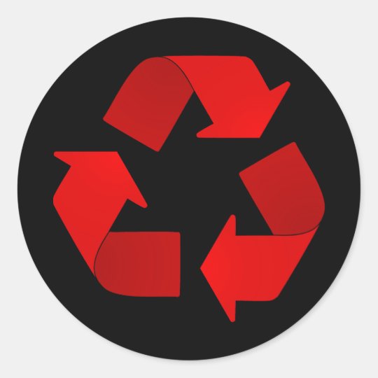 Red Recycling Symbol Classic Round Sticker | Zazzle.co.uk