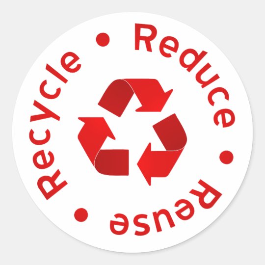 Red Reduce Reuse Recycle Sticker | Zazzle.co.uk