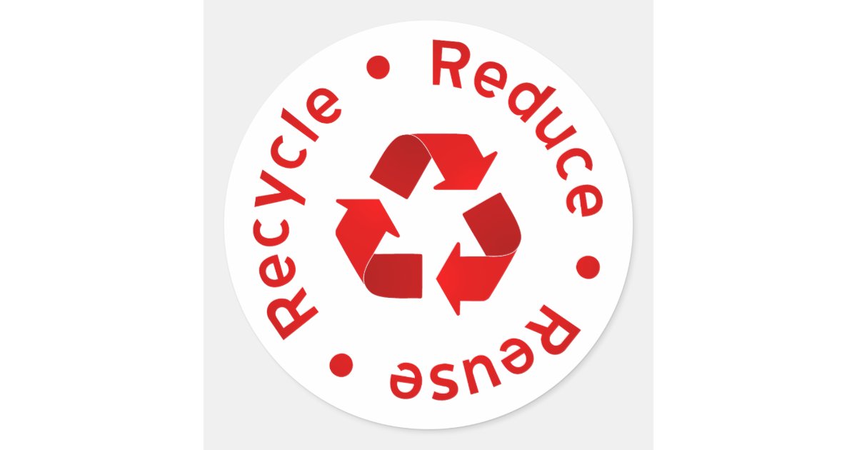 Red Reduce Reuse Recycle Sticker | Zazzle