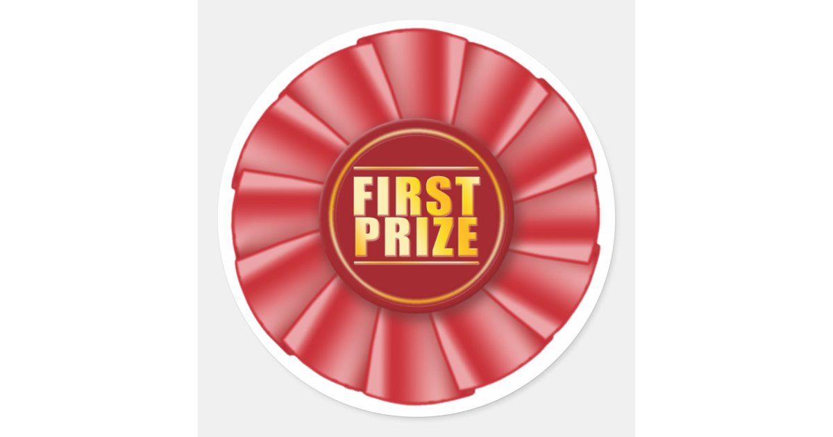 red rosette first prize sticker | Zazzle