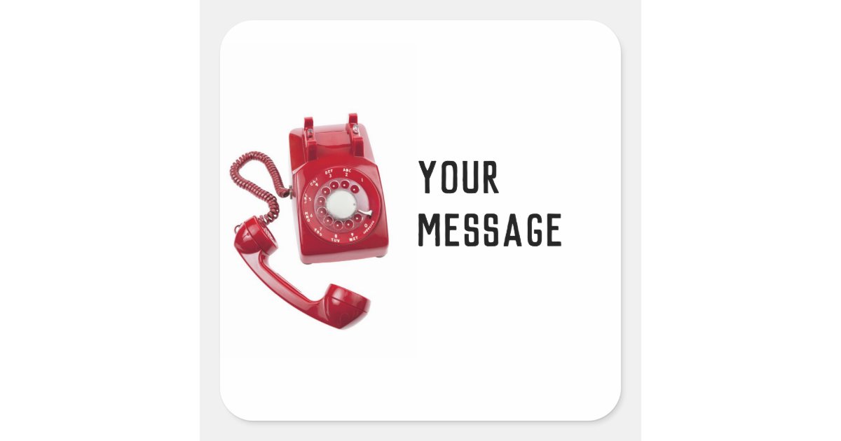 Red Rotary Phone Square Sticker | Zazzle