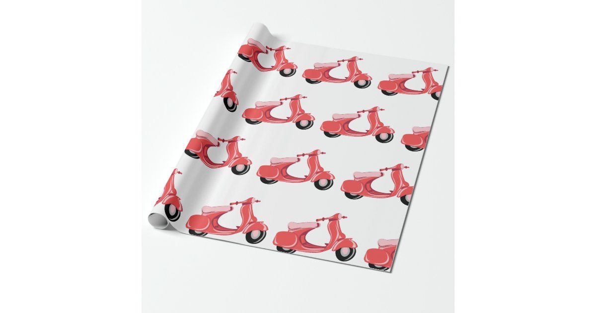 Red Scooter Wrapping Paper | Zazzle
