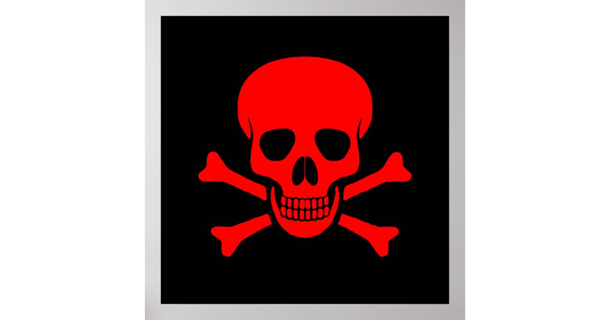 Red Skull & Crossbones Poster | Zazzle