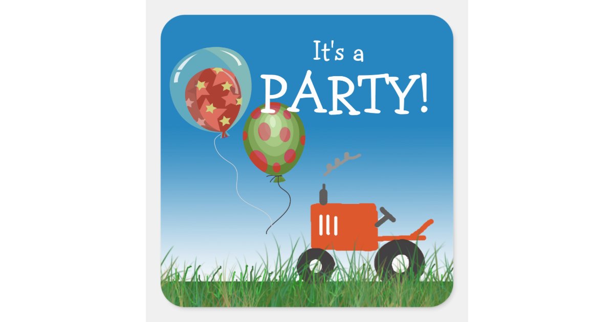 Red Tractor Party Sticker | Zazzle
