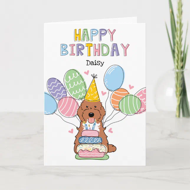 Red Tuxedo Cockapoo Cavapoo Dog Happy Birthday Card | Zazzle