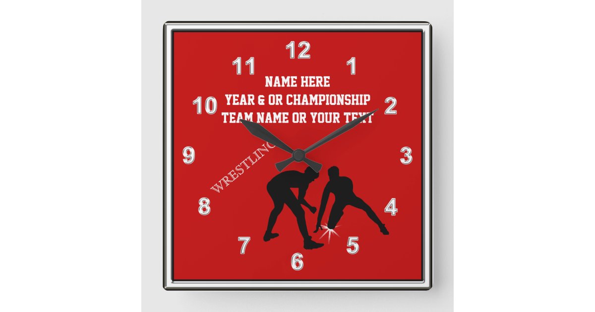 Red, White and Black Personalised Wrestling Clock | Zazzle