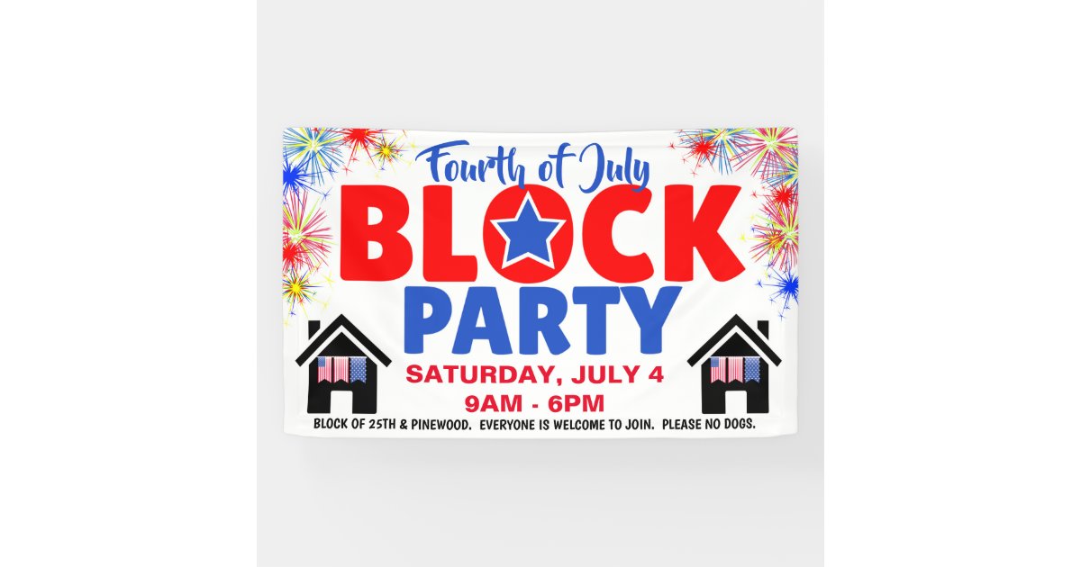 Red White and Blue Block Party Banner | Zazzle