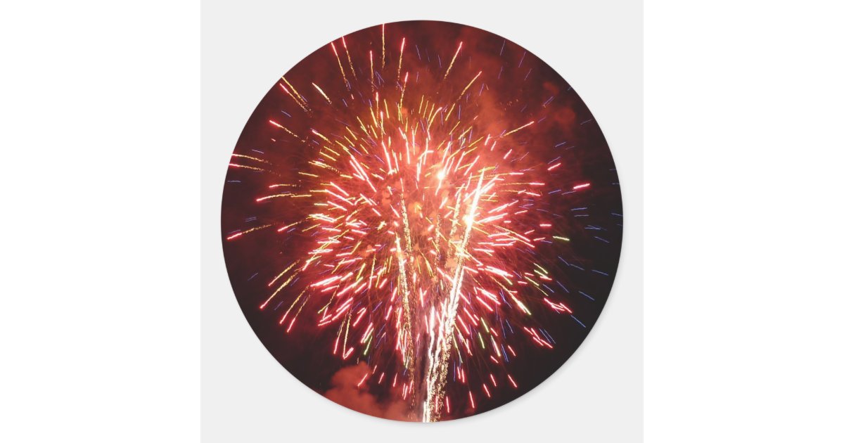 Red, White and Blue Fireworks II Patriotic Classic Round Sticker | Zazzle