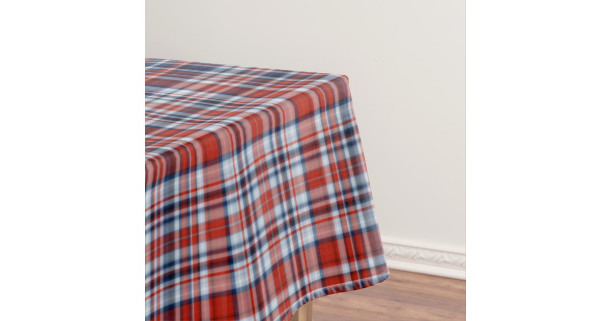 Red White and Blue Tartan Tablecloth | Zazzle