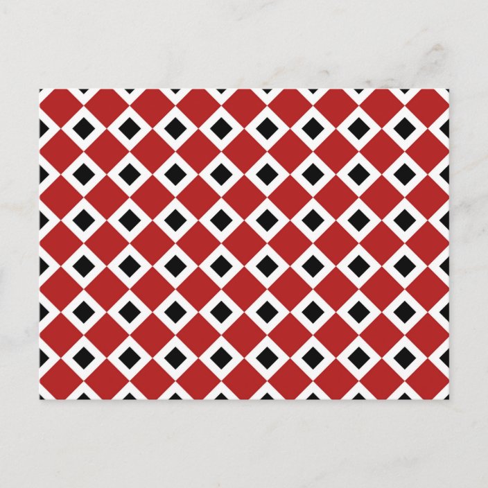 Red, White, Black Diamond Pattern Postcard | Zazzle.co.uk