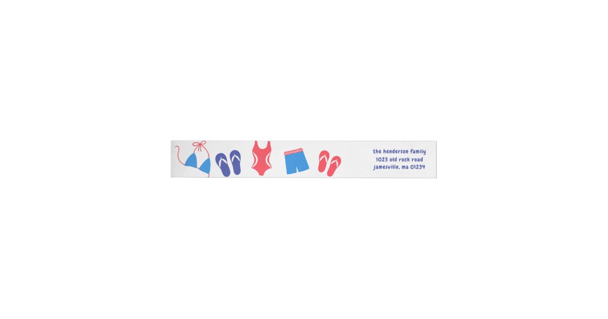Red White Blue Pool Party Return Address Labels | Zazzle