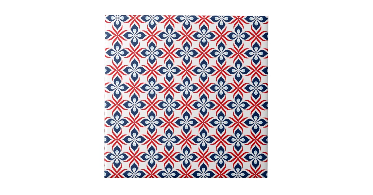 Red, White, & Blue Retro Style Tile | Zazzle