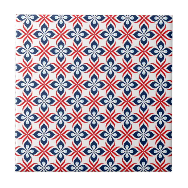 Red, White, & Blue Retro Style Tile | Zazzle