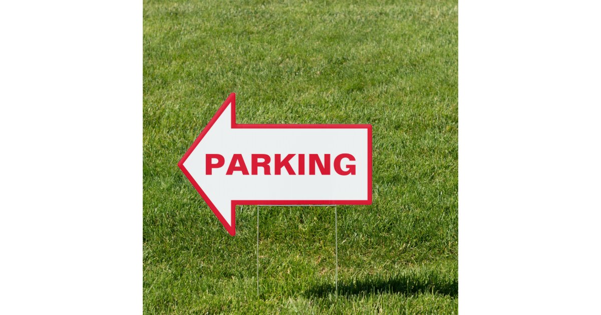 Red & White Parking Lot Arrow Garden Sign | Zazzle