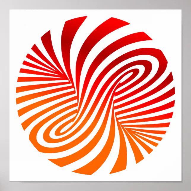 Red & White Vortex Pattern - Optical Illusion Poster | Zazzle