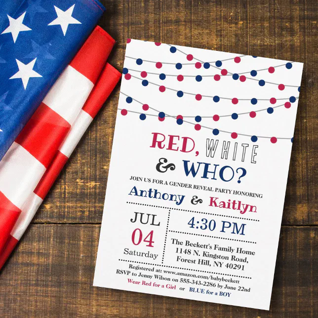 Red, White & Who? 4th Of July Gender Reveal Party Invitation | Zazzle