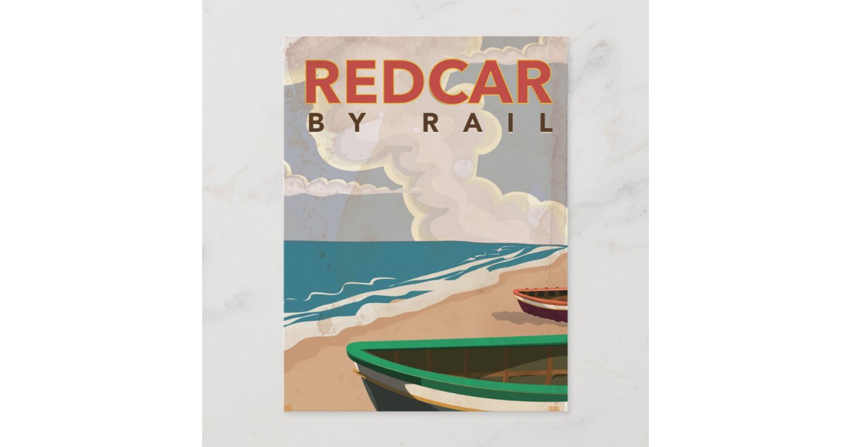 Redcar vintage travel poster postcard | Zazzle.co.uk