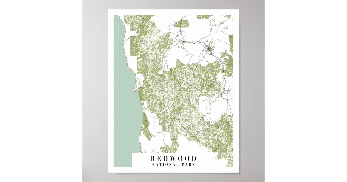 Redwood National Park Retro Street Map Poster | Zazzle