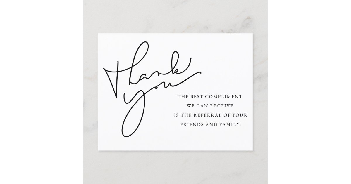 Referral Thank You, Referral Note Card, Thank You Postcard | Zazzle