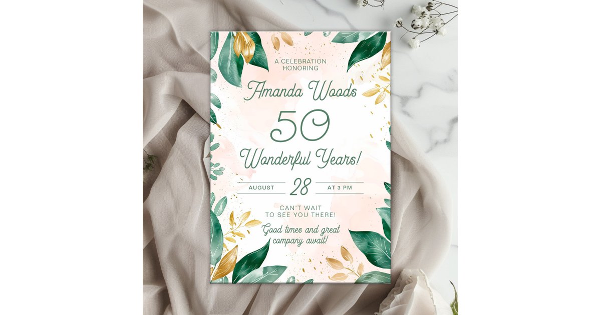 Refined 50th Verdant Anniversary Celebration Invitation | Zazzle