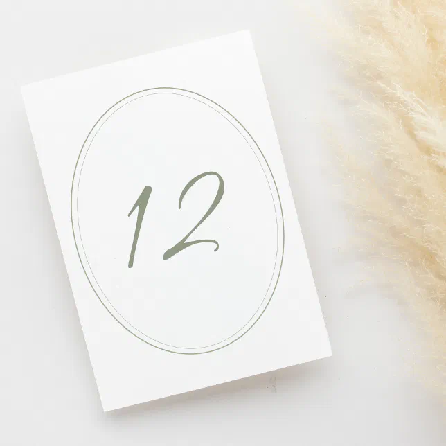 Regency Green Classic Cameo Wedding Table Number | Zazzle