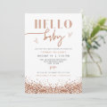 REGINA Hello Baby Rose Gold Sequin Baby Shower Invitation | Zazzle